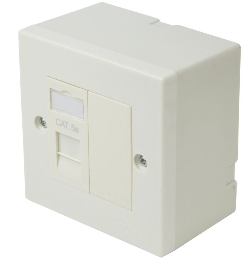 Philex Cat 5e 1 Port RJ45 Ethernet Socket White - Screwfix