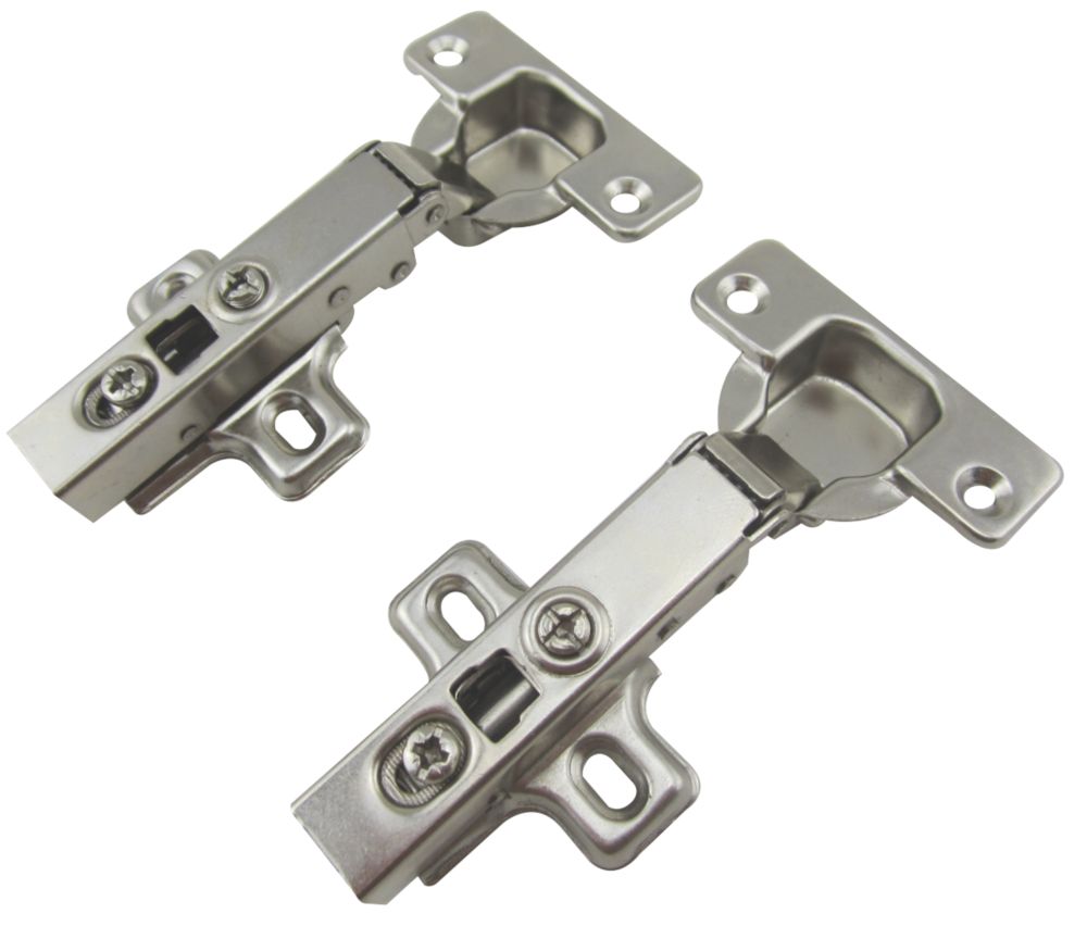 Nickel 110° Soft-Close Clip-On Concealed Hinges 116mm 2 Pack - Screwfix