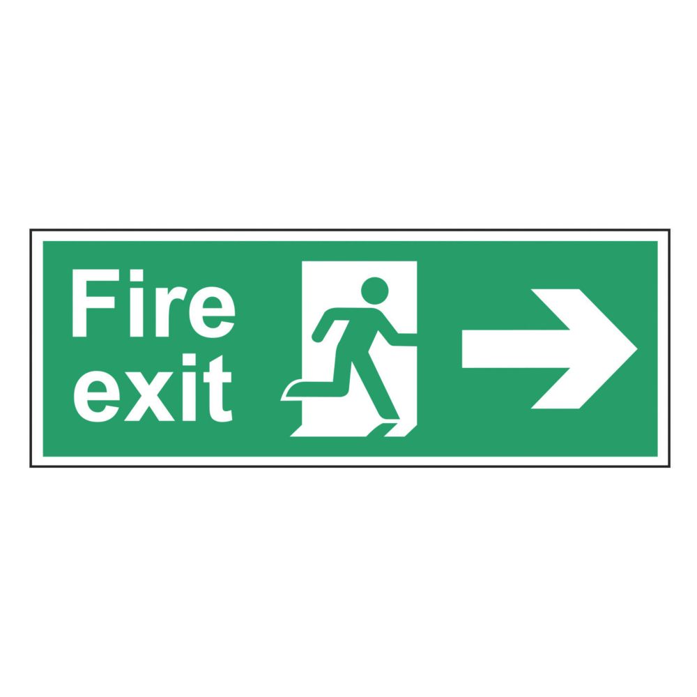 Essentials Non Photoluminescent "Fire Exit Man Right Arrow" Sign 100mm ...