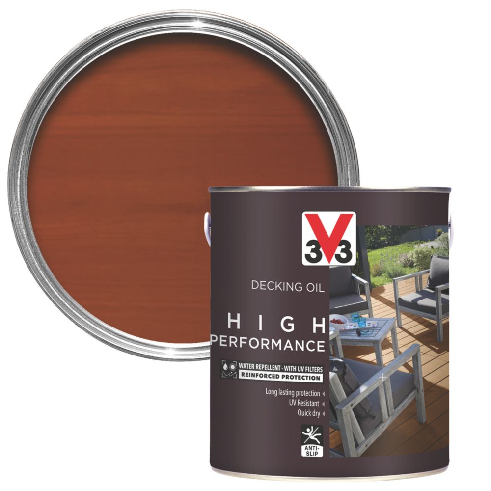 V33 UV-Resistant 2.5Ltr Teak Anti Slip Decking Oil - Screwfix