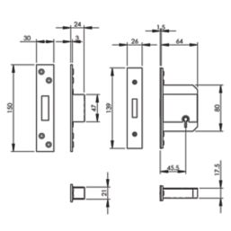 Smith & Locke Fire Rated Satin Stainless Steel BS 5-Lever Mortice ...
