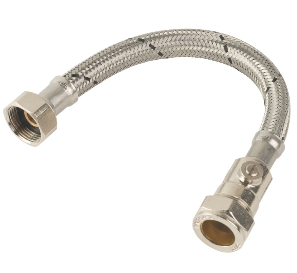 Midbrass Flexible Hoses with Isolation Valve 3/4" x 3/4" x 300mm 2 Pack ...