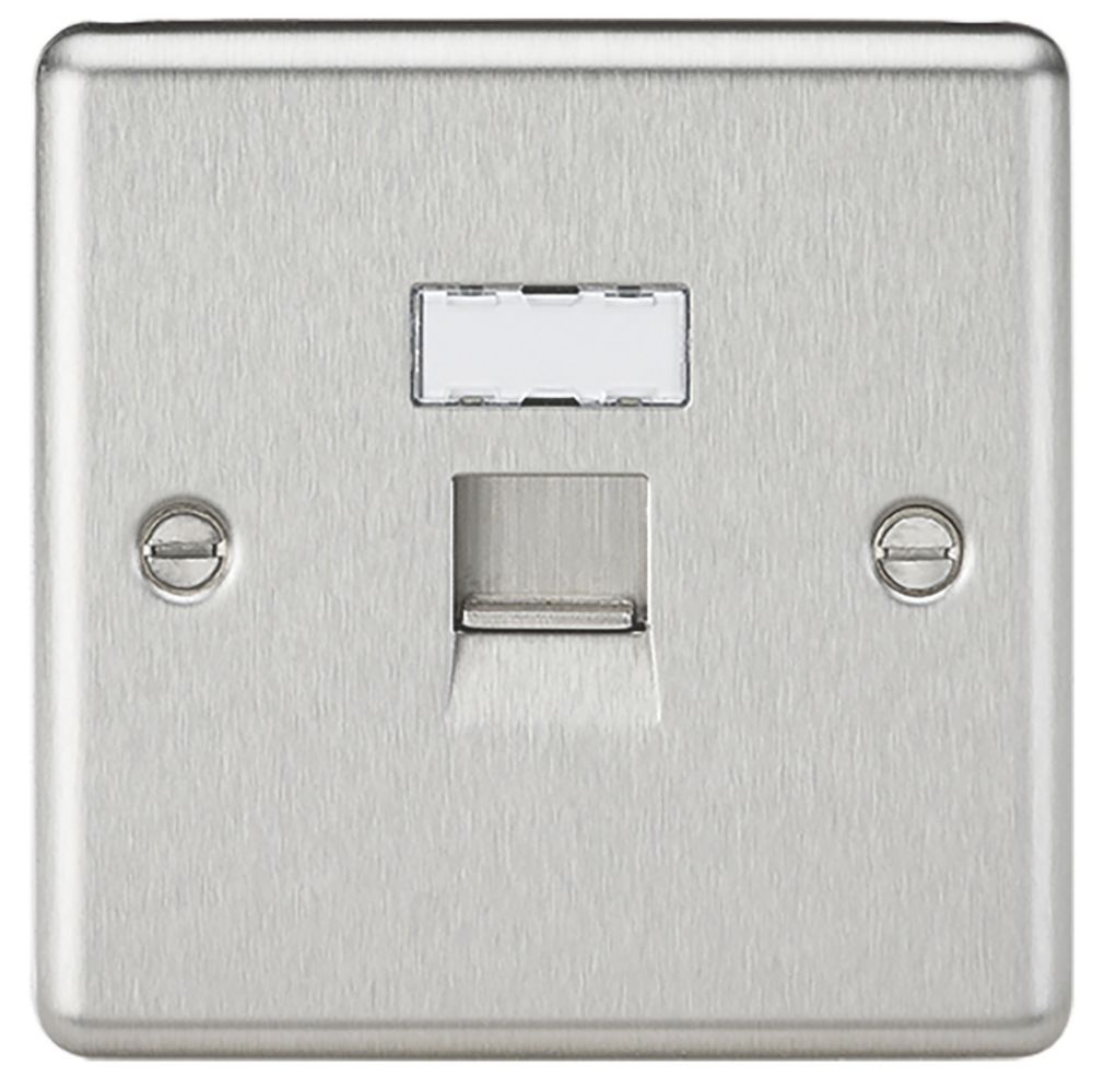 Knightsbridge 1-Gang RJ45 Ethernet Socket Brushed Chrome - Screwfix