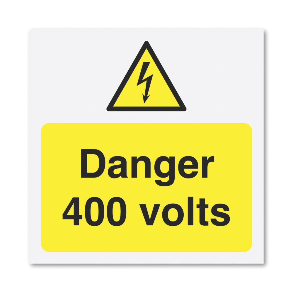 Essentials 'Danger 400V' Electrical Warning Labels 75mm x 75mm 25 Pack ...