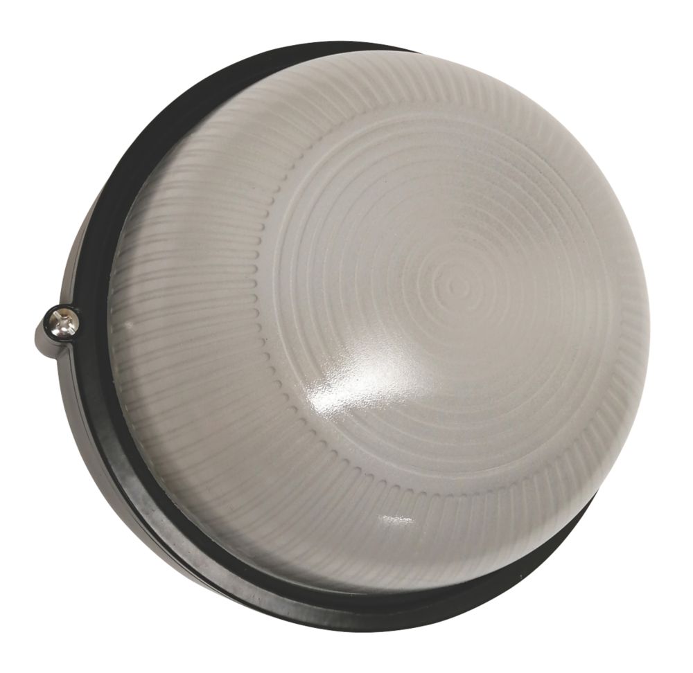 LAP Napoli Outdoor Round Bulkhead Black - Screwfix
