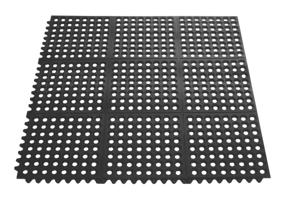 Essentials Floor Mat Black 914mm x 914mm x 12mm 4 Pack - Screwfix