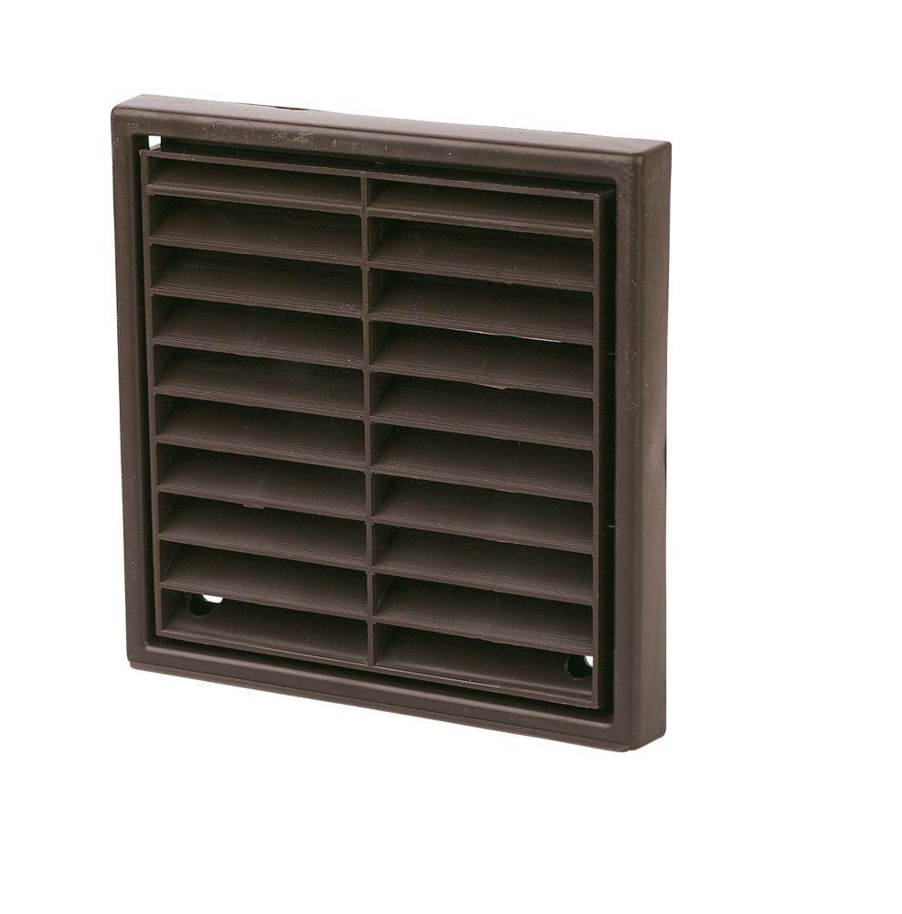 Manrose Fixed Louvre Vent Brown 100mm x 100mm - Screwfix