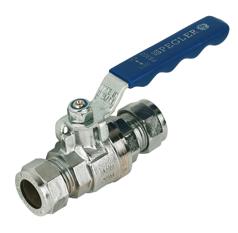 Pegler PB300 Compression Full Bore 15mm Ball Valve with Blue Handle ...