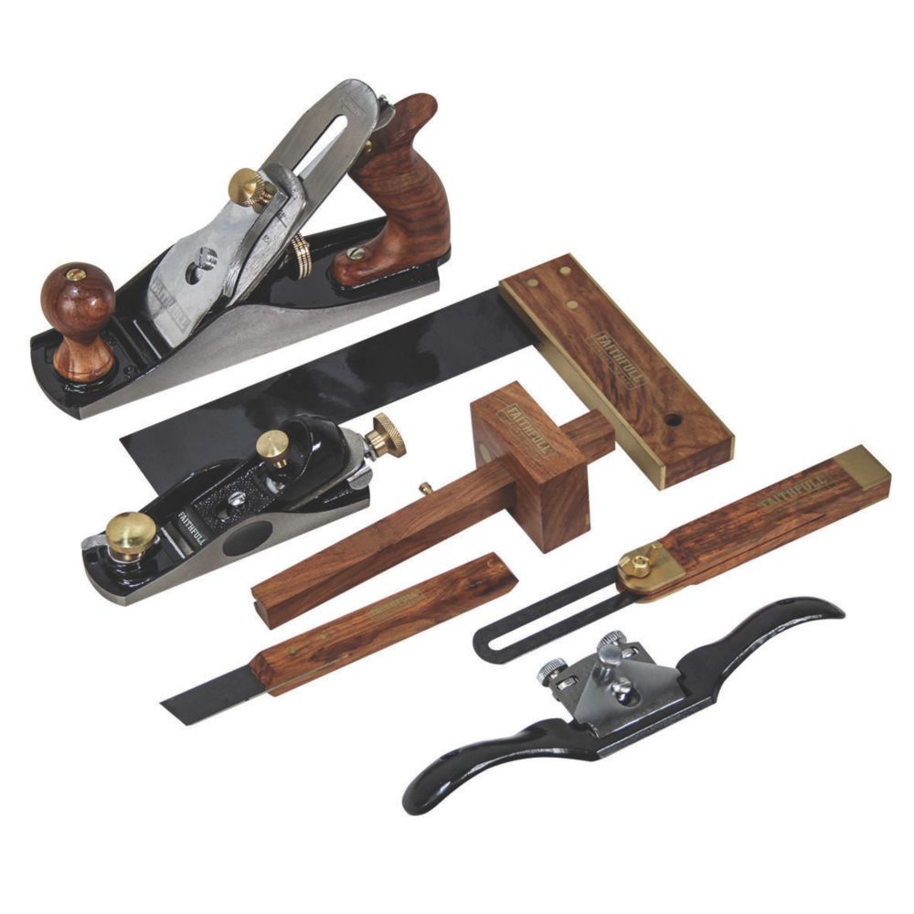 Faithfull Carpenters Woodworking Plane & Tools 7 Piece Set - Screwfix