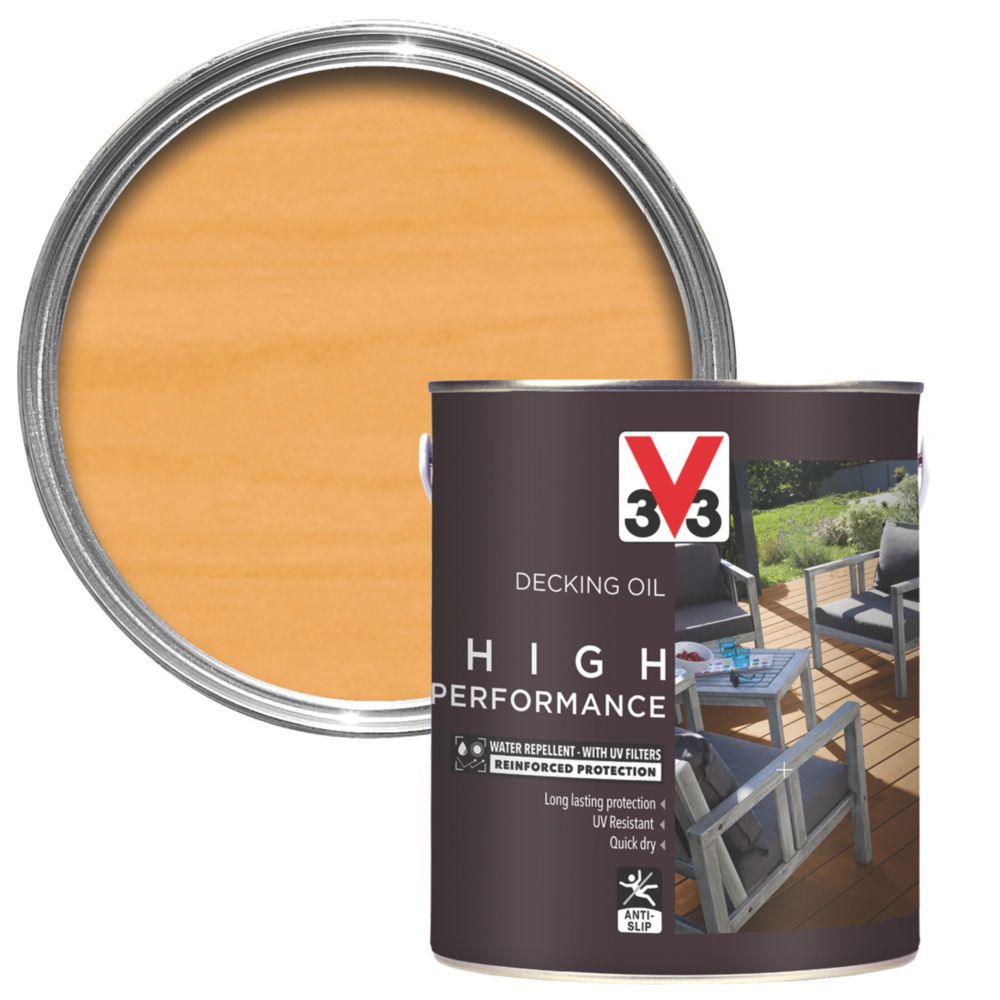 V33 High Performance 2.5Ltr Clear Anti Slip Decking Oil - Screwfix