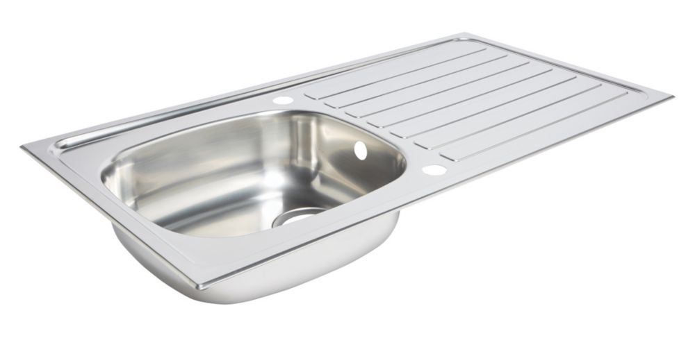 Essentials 1 Bowl Stainless Steel Kitchen Sink & Drainer 940mm x 490mm ...