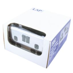 LAP 13A 2-Gang SP Switched Plug Sockets Polished Chrome with Black ...