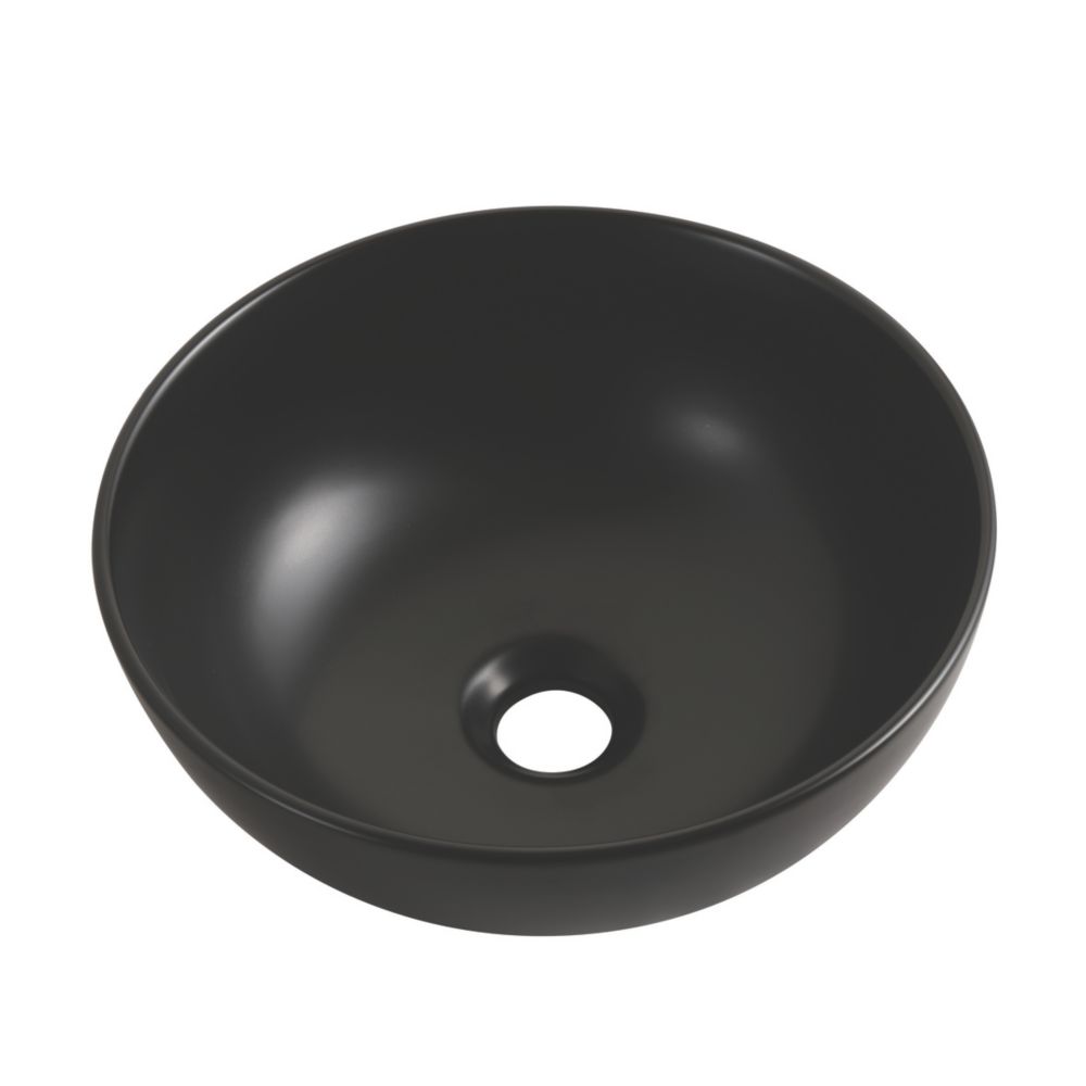 Swirl Chagan Matt Black Basin No Tap Holes 328mm - Screwfix