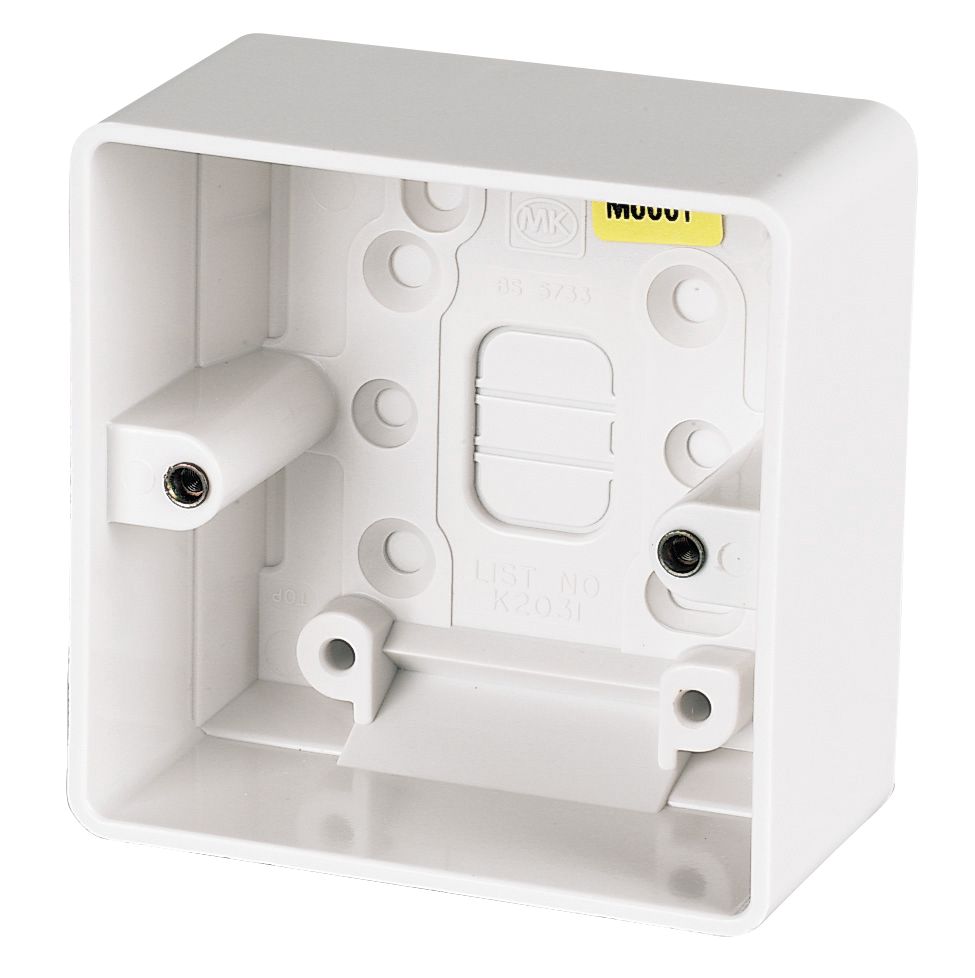 MK 1-Gang Surface Pattress Box White 40mm | Back Boxes | Screwfix.ie