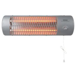 Essentials 600 / 1200W Electric Wall-Mounted Quartz Heater Grey - Screwfix