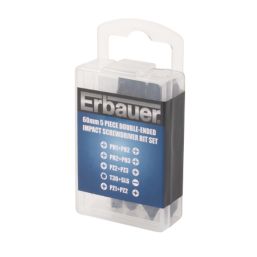 Erbauer 1/4" Hex Shank Mixed Double-Ended Impact Screwdriver Bit Set 5 ...