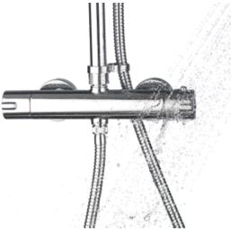 Aqualisa Sierra Safe Touch Rear-Fed Exposed Chrome Thermostatic Bar Diverter Mixer Shower - Screwfix
