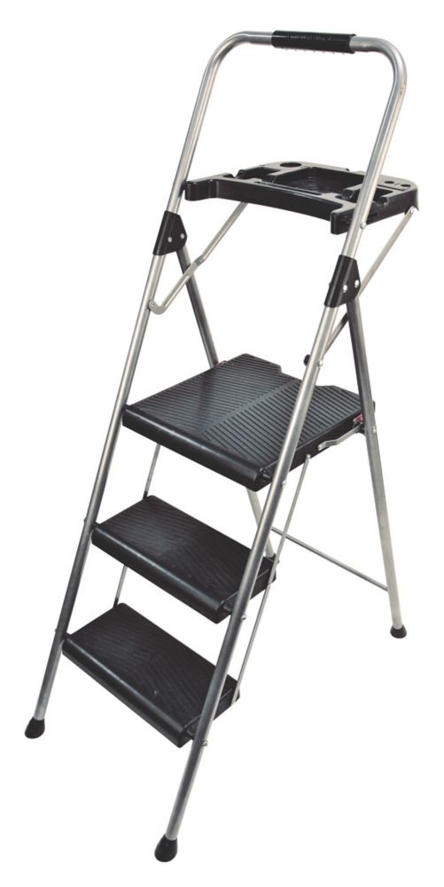 Werner Steel 3 Step 730mm Folding Step Stool With Platform - Screwfix