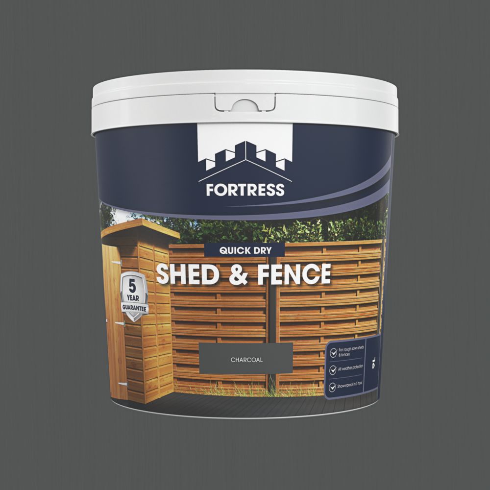 Fortress 9Ltr Charcoal Shed & Fence Stain - Screwfix