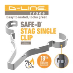 D-Line Safe-D Fire Rated Single Stag Clips 6-8mm² Silver 50 Pack - Screwfix