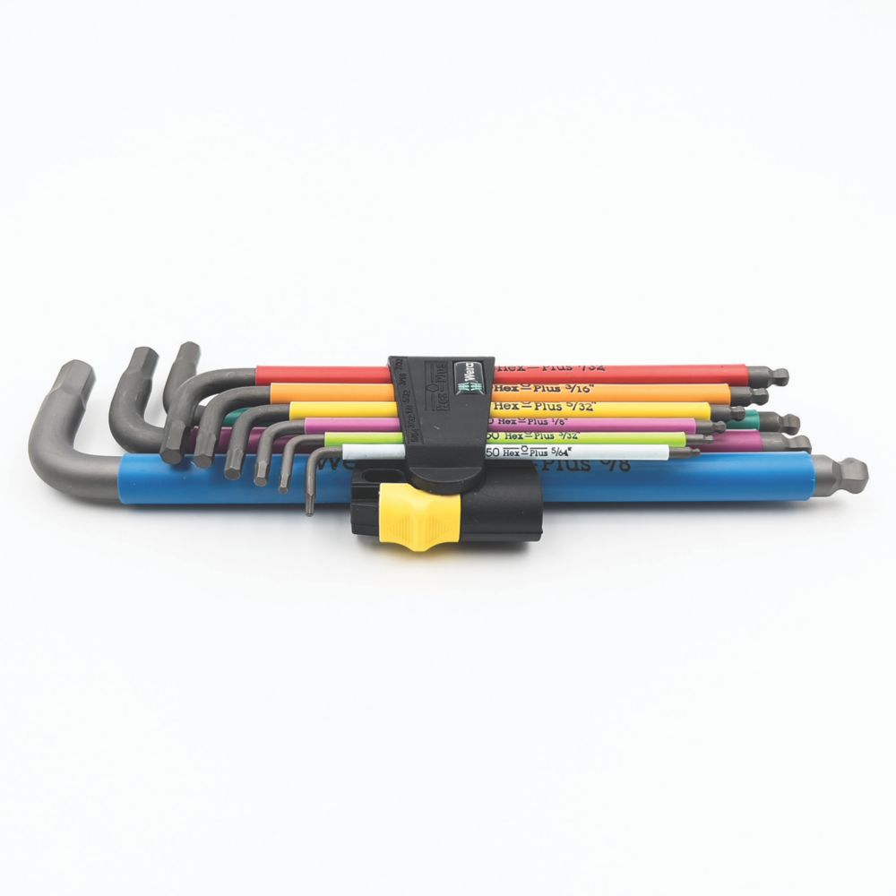 Wera 950 SPKL BlackLaser Imperial Hex Plus & Ball End Multicolour L-Key ...