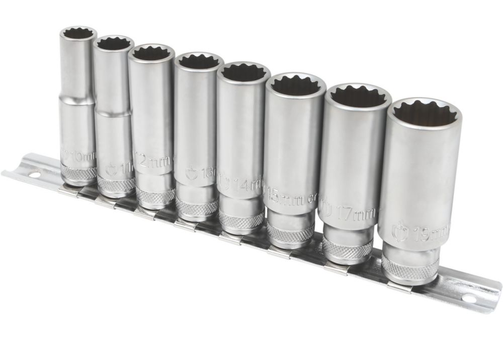 Magnusson 3/8" Drive Socket Rail Set 8 Pieces - Screwfix