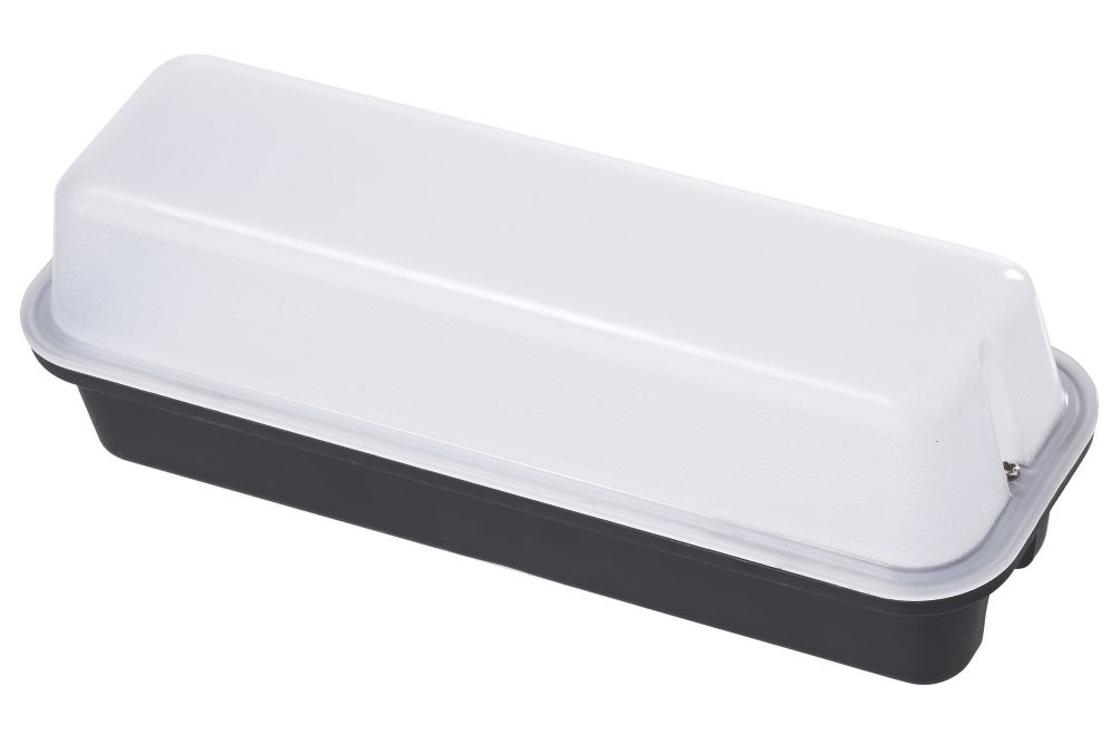 LAP Zelto Outdoor Rectangular LED Bulkhead Black 8W 850lm | Bulkhead ...