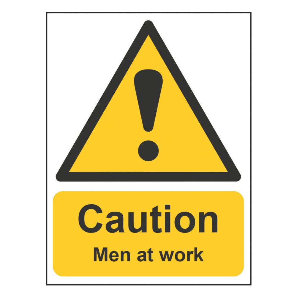 Essentials "Caution Men At Work" Sign 500mm x 300mm - Screwfix