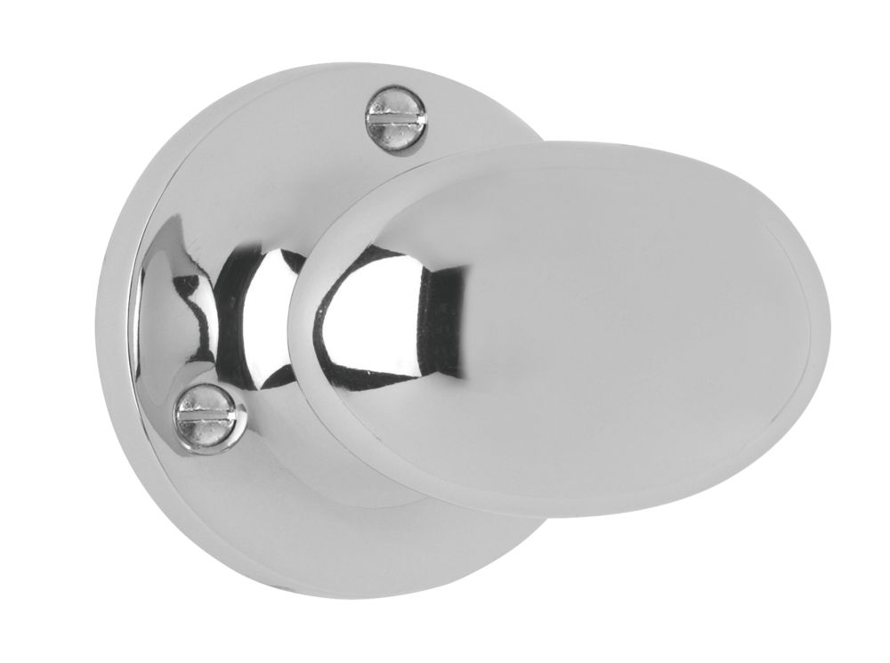Smith & Locke Oval Mortice Knobs 55mm Pair Polished Chrome - Screwfix