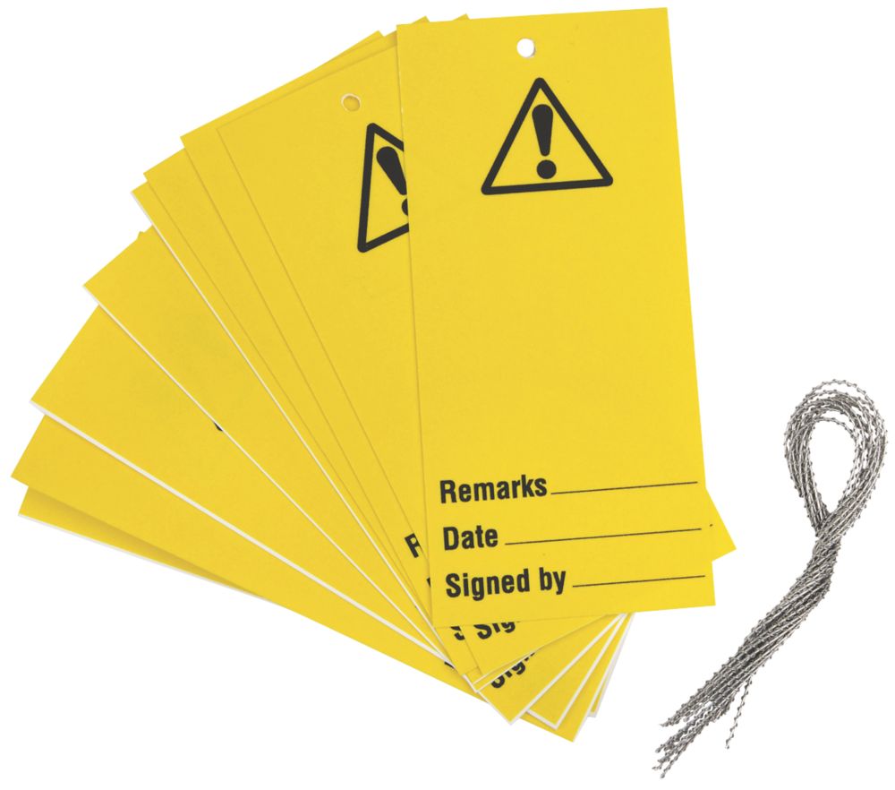 Essentials 'Warning' Safety Maintenance Tags 10 Pack - Screwfix