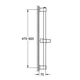 Grohe Vitalio Universal Shower Riser Rail Matt Black 620mm - Screwfix