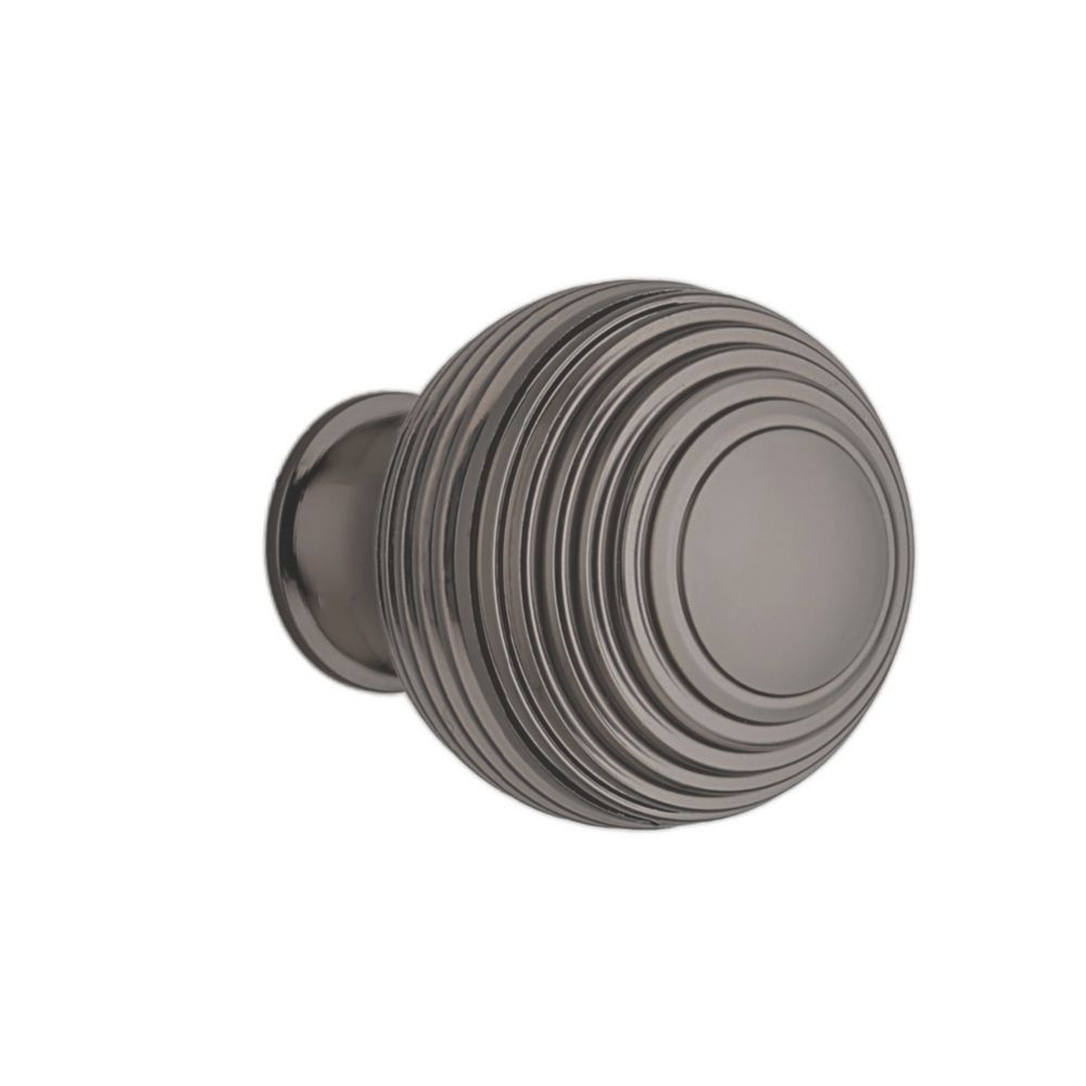 Elite Knobs & Handles Reeded Cabinet Knob Black Nickel 30mm - Screwfix