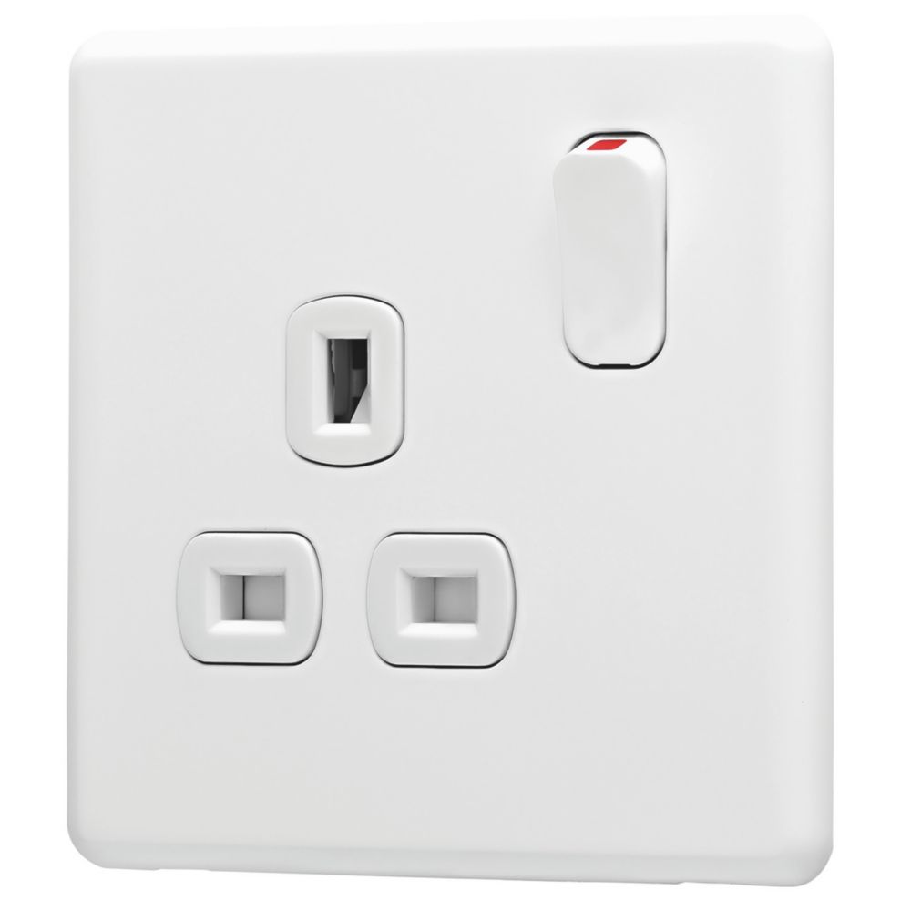Arlec 13A 1-Gang SP Switched Socket White with Colour-Matched Inserts ...