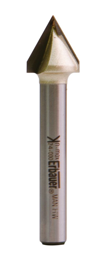 Erbauer 1/4" 60° Chamfer V-Groove Bit 12.7mm x 11mm - Screwfix
