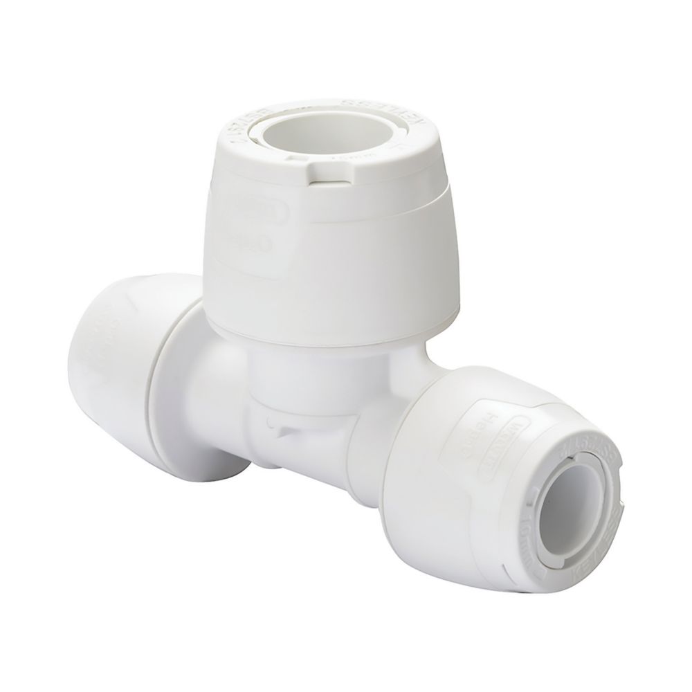 Hep2O Plastic Push-Fit Reducing Keyless Tee 10mm x 10mm x 15mm - Screwfix