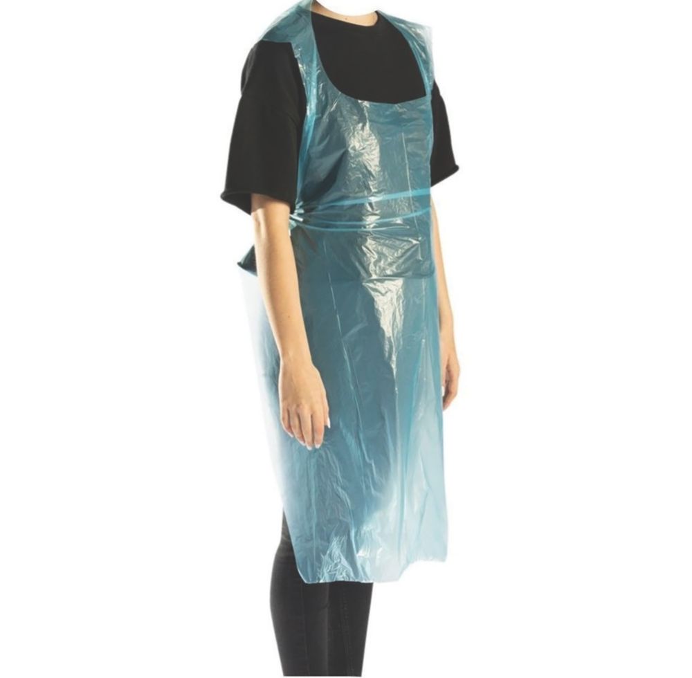 L-PRO Polythene Aprons Light Blue 200 Pack - Screwfix