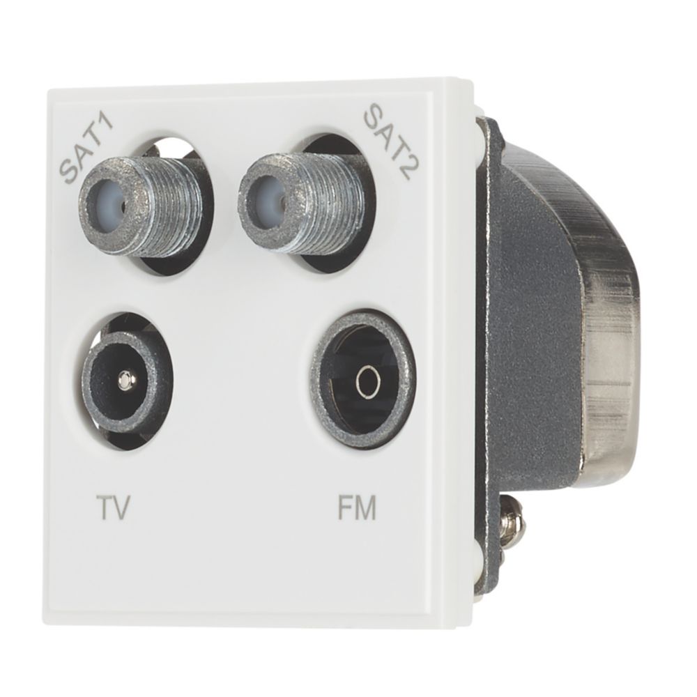 Contactum Media Modular Coaxial TV / FM & Twin Satellite Socket White ...