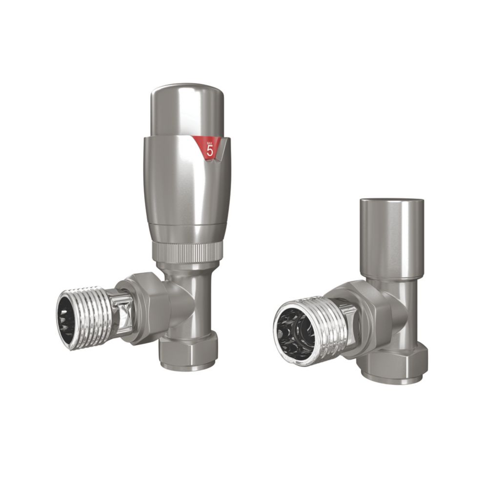 ETAL Danva 15mm x 1/2" Brushed Steel Angled Modern Thermostatic ...