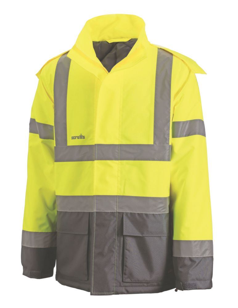 Scruffs Hi-Vis Jacket Yellow / Navy Large 49" Chest - Screwfix