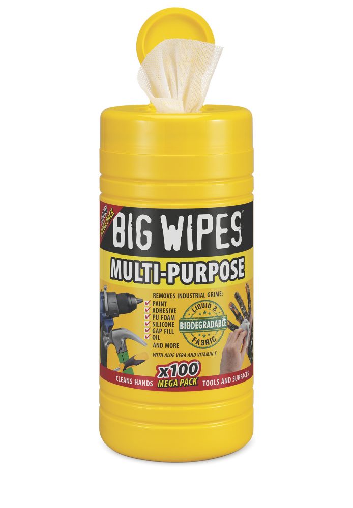 Big Wipes Multi-Purpose Bio Wipes White 100 Pack - Screwfix