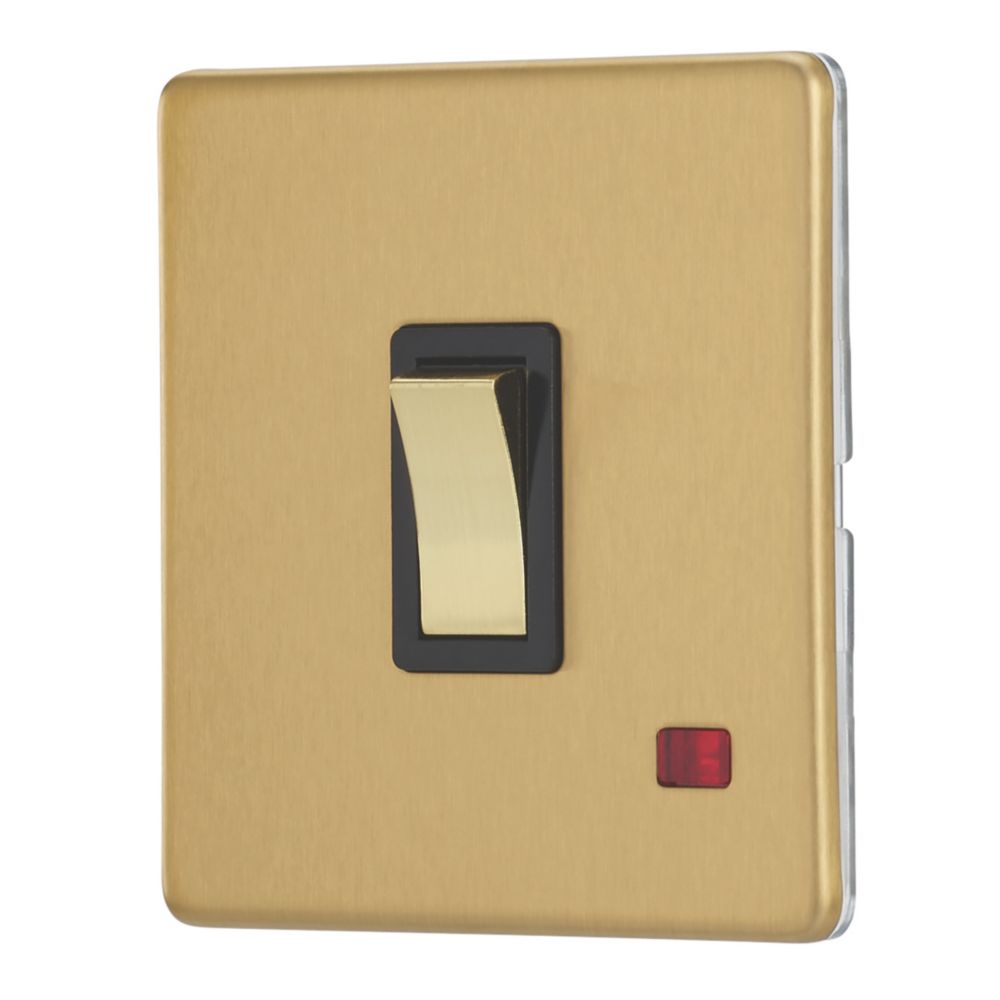 Contactum Lyric 20A 1-Gang DP Control Switch Brushed Brass with Neon ...