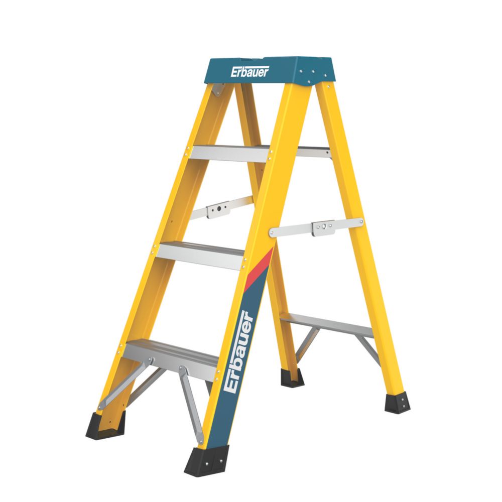 Erbauer Fibreglass 1.07m 4 Step Swingback A Frame Step Ladder - Screwfix
