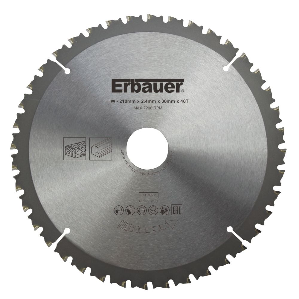 Erbauer Aluminium TCT Saw Blade 210mm x 30mm 40T - Screwfix