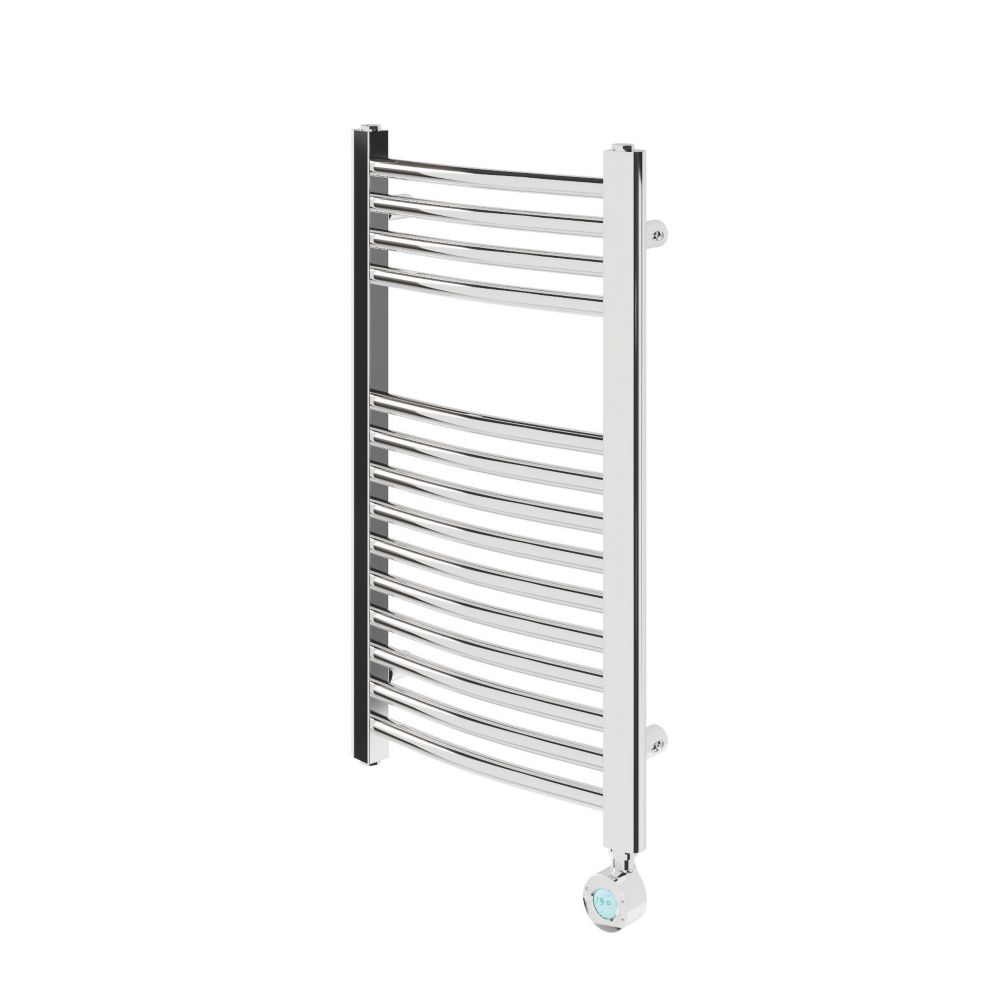 Flomasta 700mm x 400mm 512BTU Chrome Curved Electric Towel Radiator ...