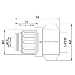 Flomasta Plastic Push-Fit Straight Tap Connectors 15mm x 3/4" 2 Pack ...