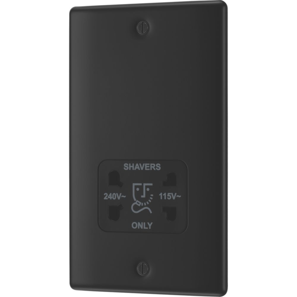British General Nexus Metal 2-Gang Dual Voltage Shaver Socket 115/240V ...