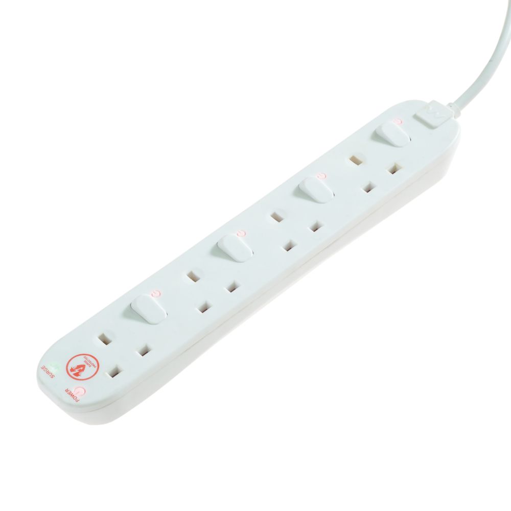 Masterplug 13A 4-Gang Switched Surge-Protected Extension Lead 1m - Screwfix