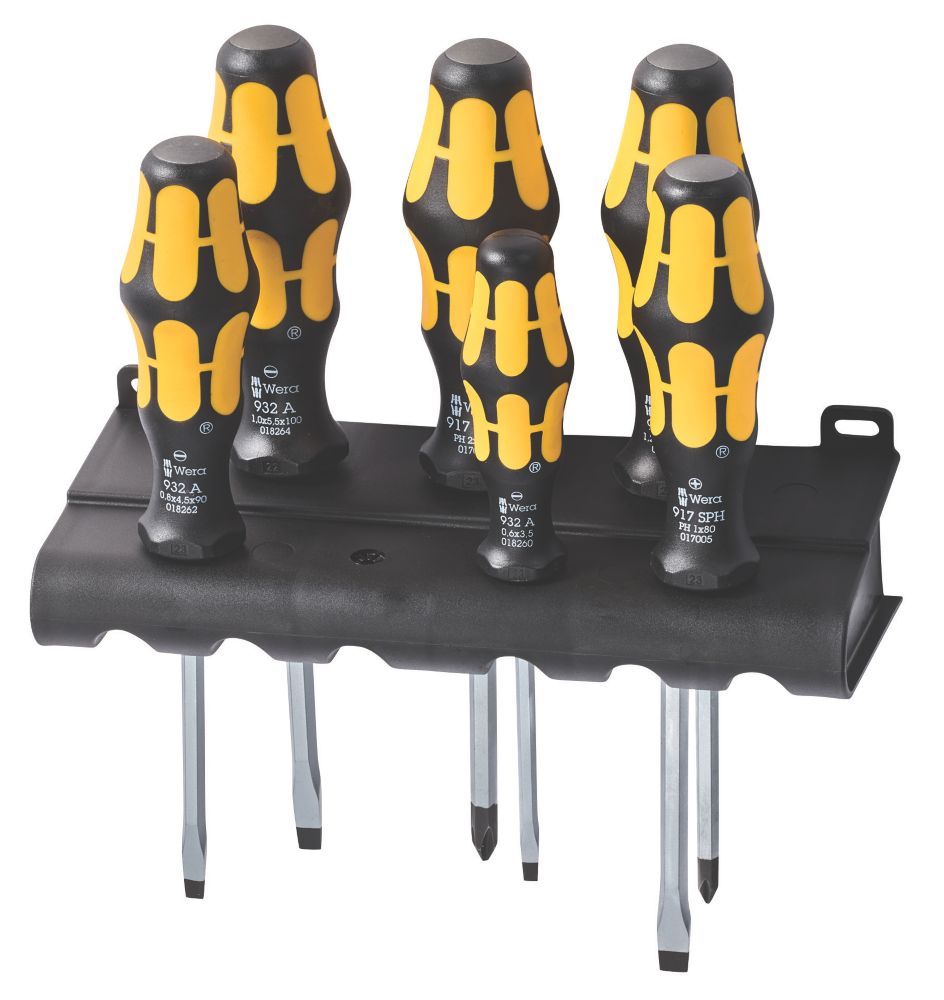 Wera 932/6 Kraftform Plus Rack Mixed Chisel Screwdriver Set 6 Pcs ...