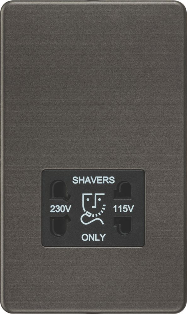 Knightsbridge 2-Gang Dual Voltage Shaver Socket 115 V / 230V Smoked ...