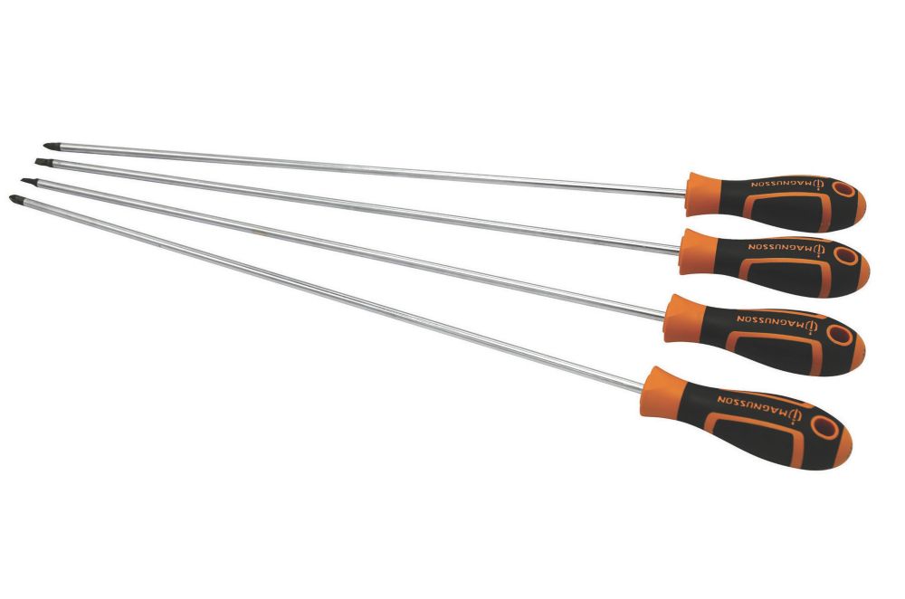 Magnusson Mixed Long Reach Screwdriver Set 4 Pcs - Screwfix